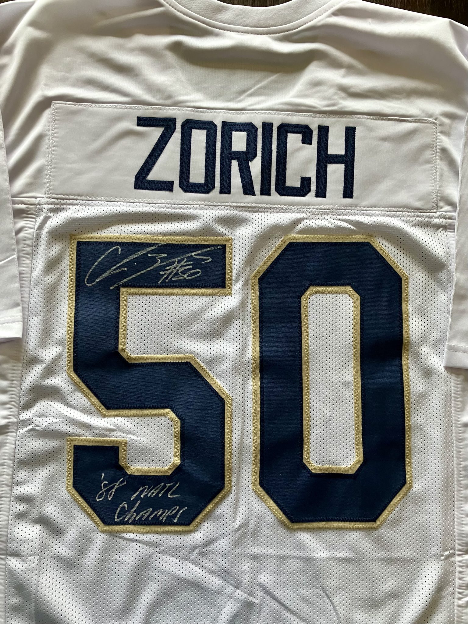 Chris Zorich Signed White Notre Dame Jersey With ‘88 Natl Champs ...